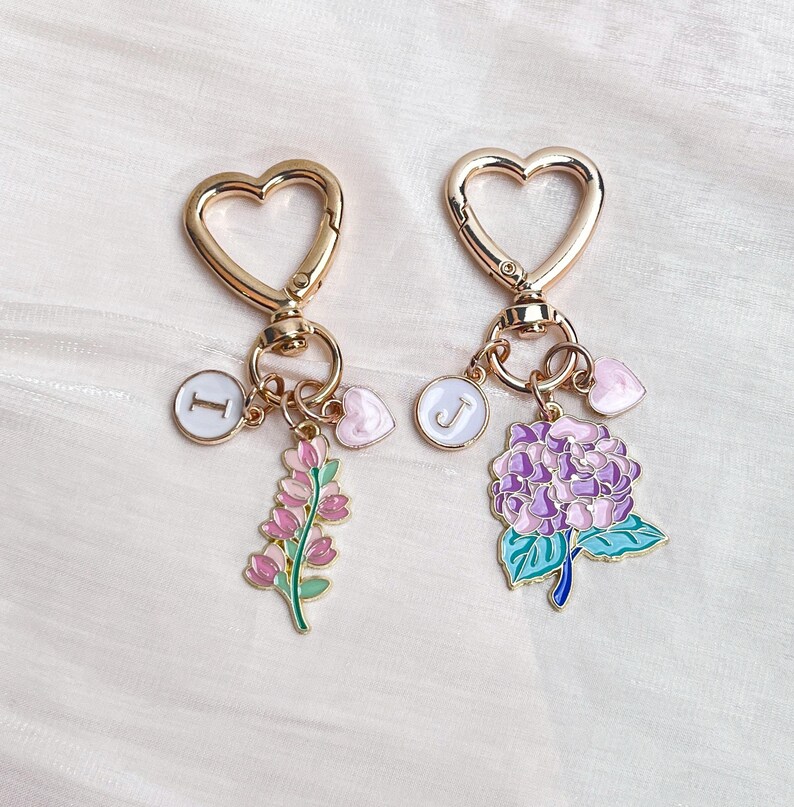 Personalized Flower Keyring Charm,flower Bunch Keyring,keychain for ...