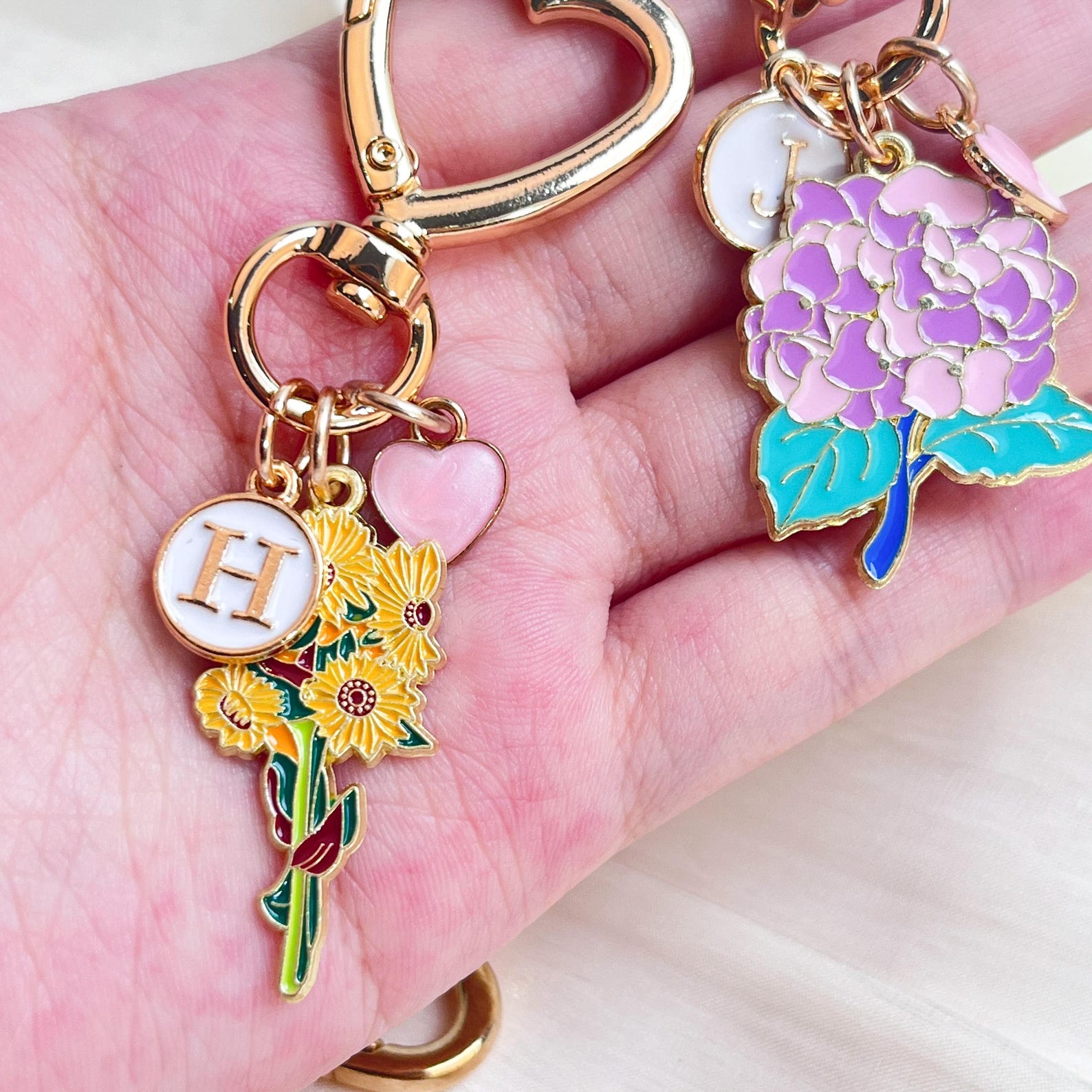 Personalized Flower Keyring Charm,flower Bunch Keyring,keychain for ...