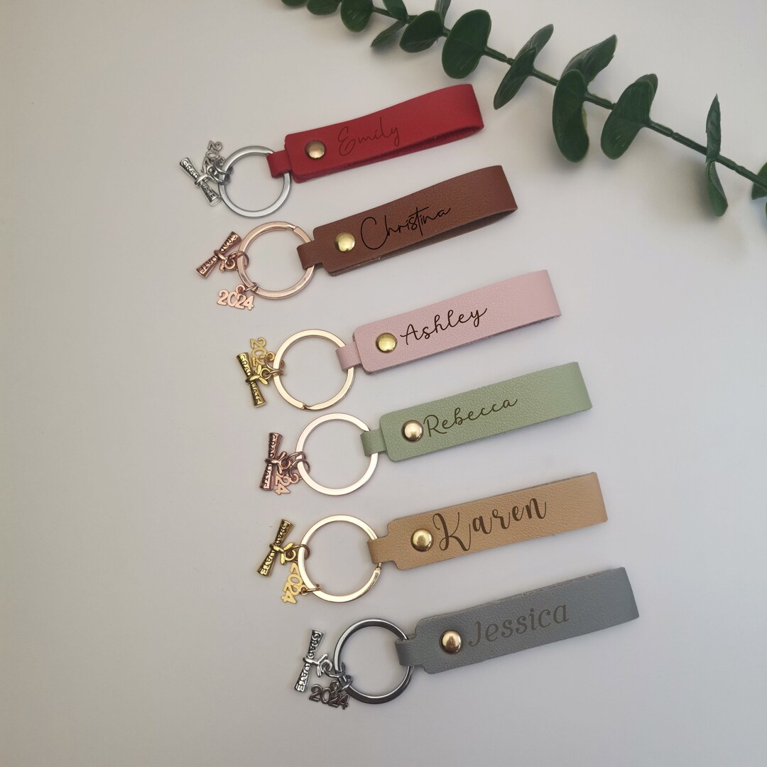 Personalized Name Leather Graduation Keychain,graduation Gift,2024 ...