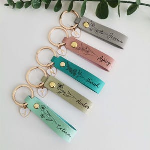 Personalized Name Birth Flower Keychain,engraved Name Key Chain ...