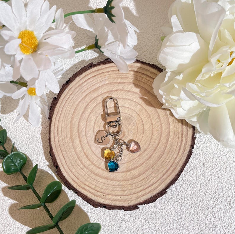 Personalized Birthstone Keychain,custom Aquamarine Key Ring,mothers Day ...