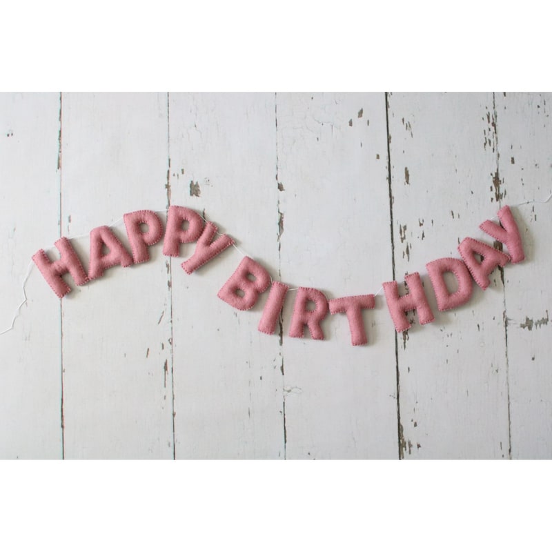 Birthday Banner Felt Pink - Etsy