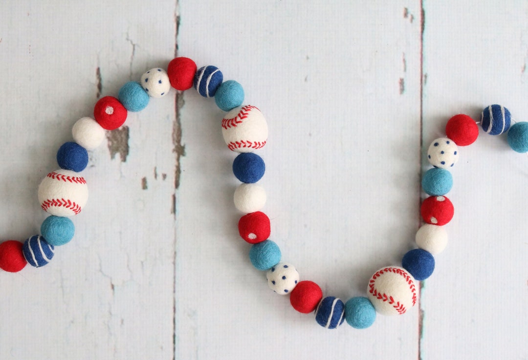 Baseball Felt Ball Garland, Baseball Banner, Felt Ball Banner, Baseball ...