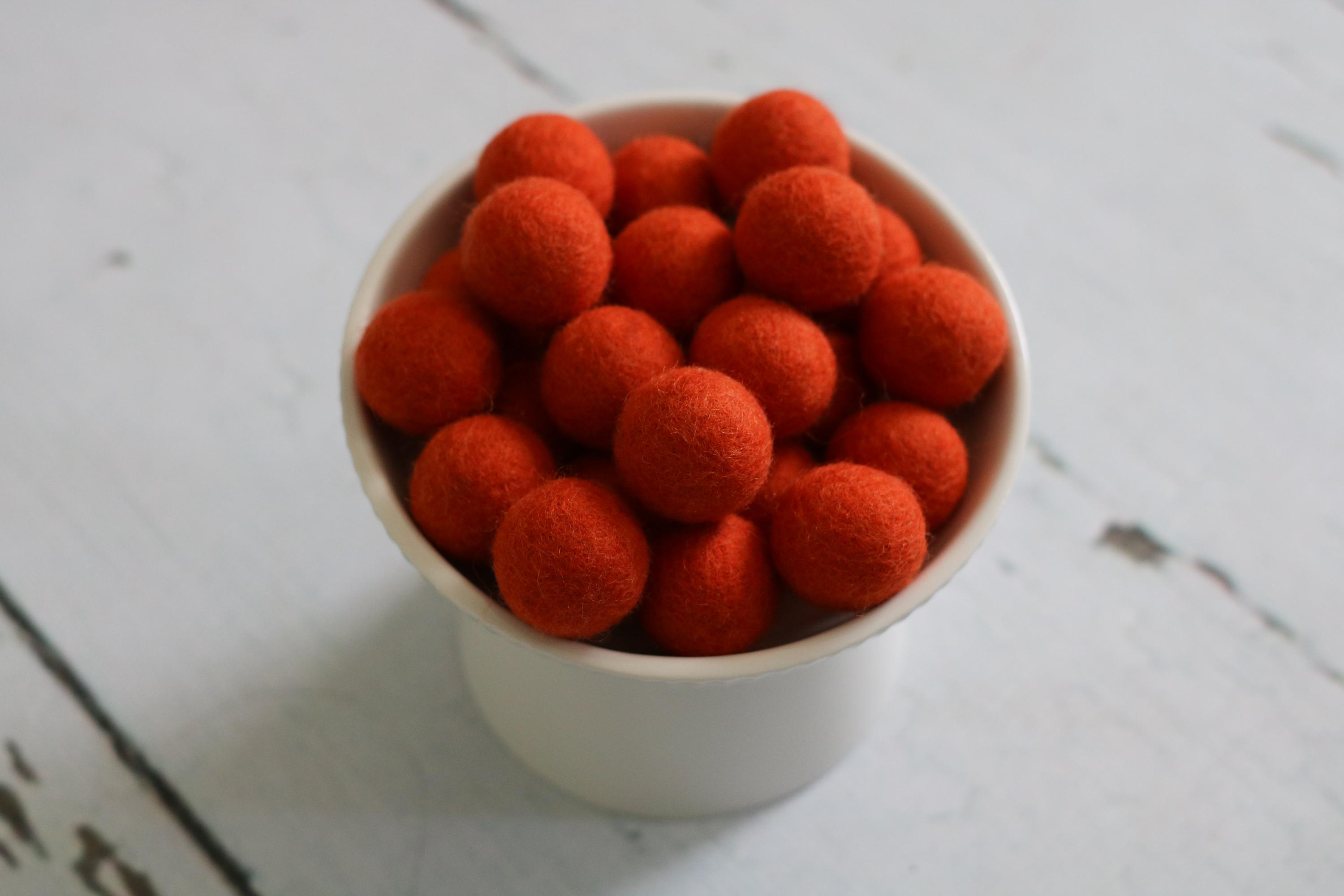 Felt Balls, Felt Pom Pom Balls, Red Orange Felt Ball, Wool Felt Balls ...