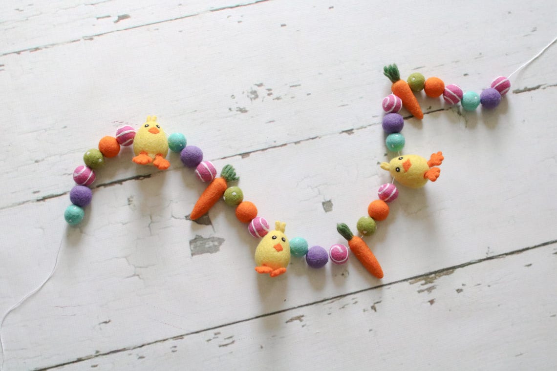 Easter Felt Banner, Chick Banner, Easter Felt Garland, Spring Garland ...