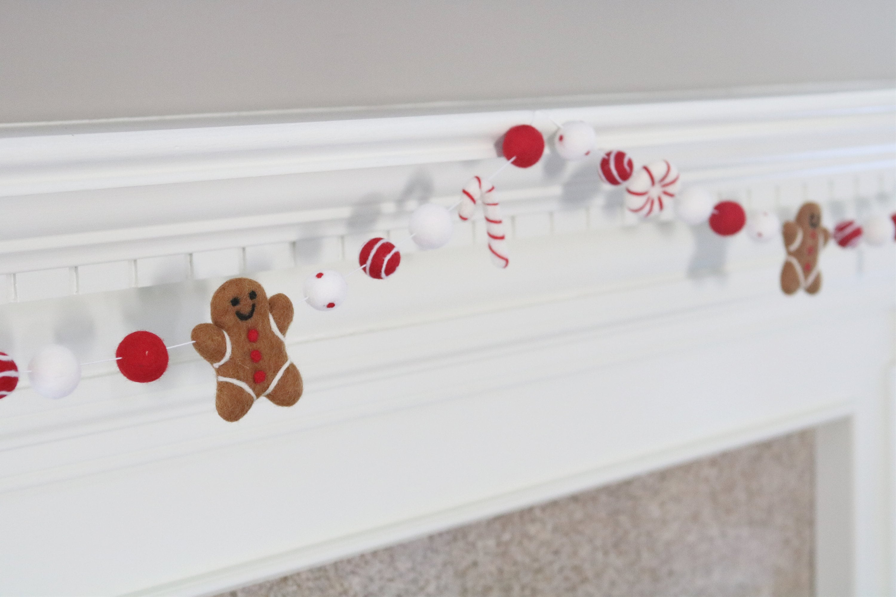 Felt Gingerbread Man Garland, Christmas Gingerbread Garland, Holiday ...
