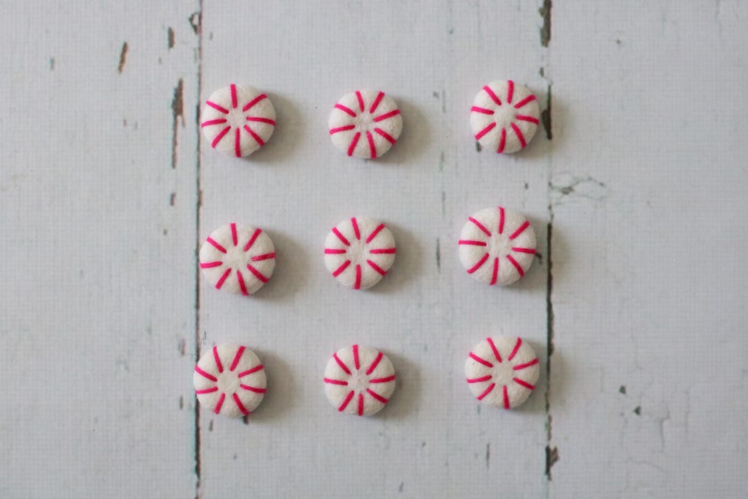 Felt Peppermint Disc, Hot Pink and White Peppermint, Felt Holiday Candy ...