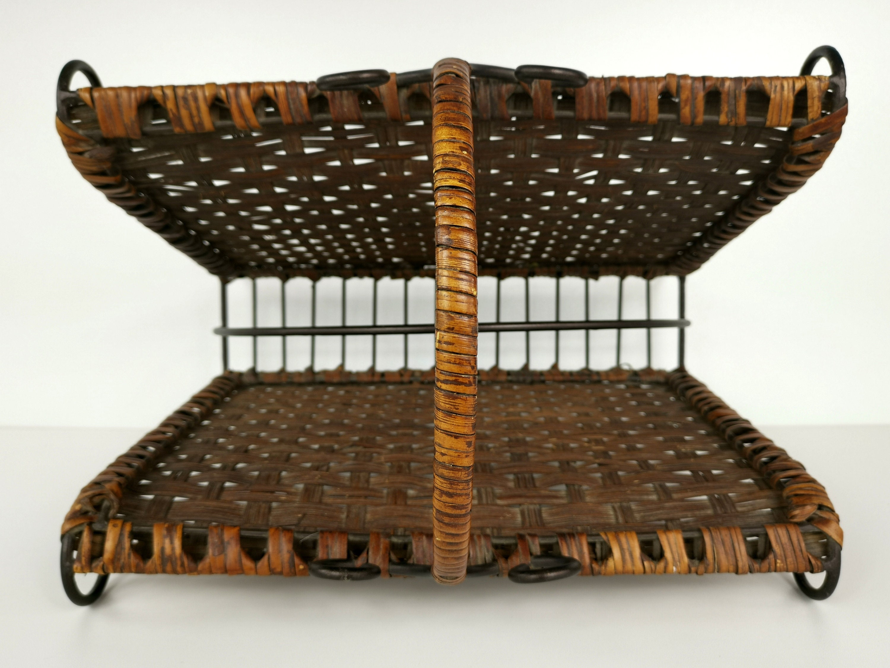 French Vintage Magazine Rack / Mid Century Journal Basket / Hollywood ...