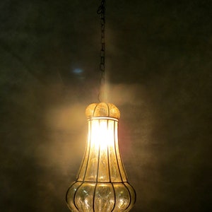 Art Deco Chandelier Italy Design Light Vintage Lamp Glass Amber Color ...