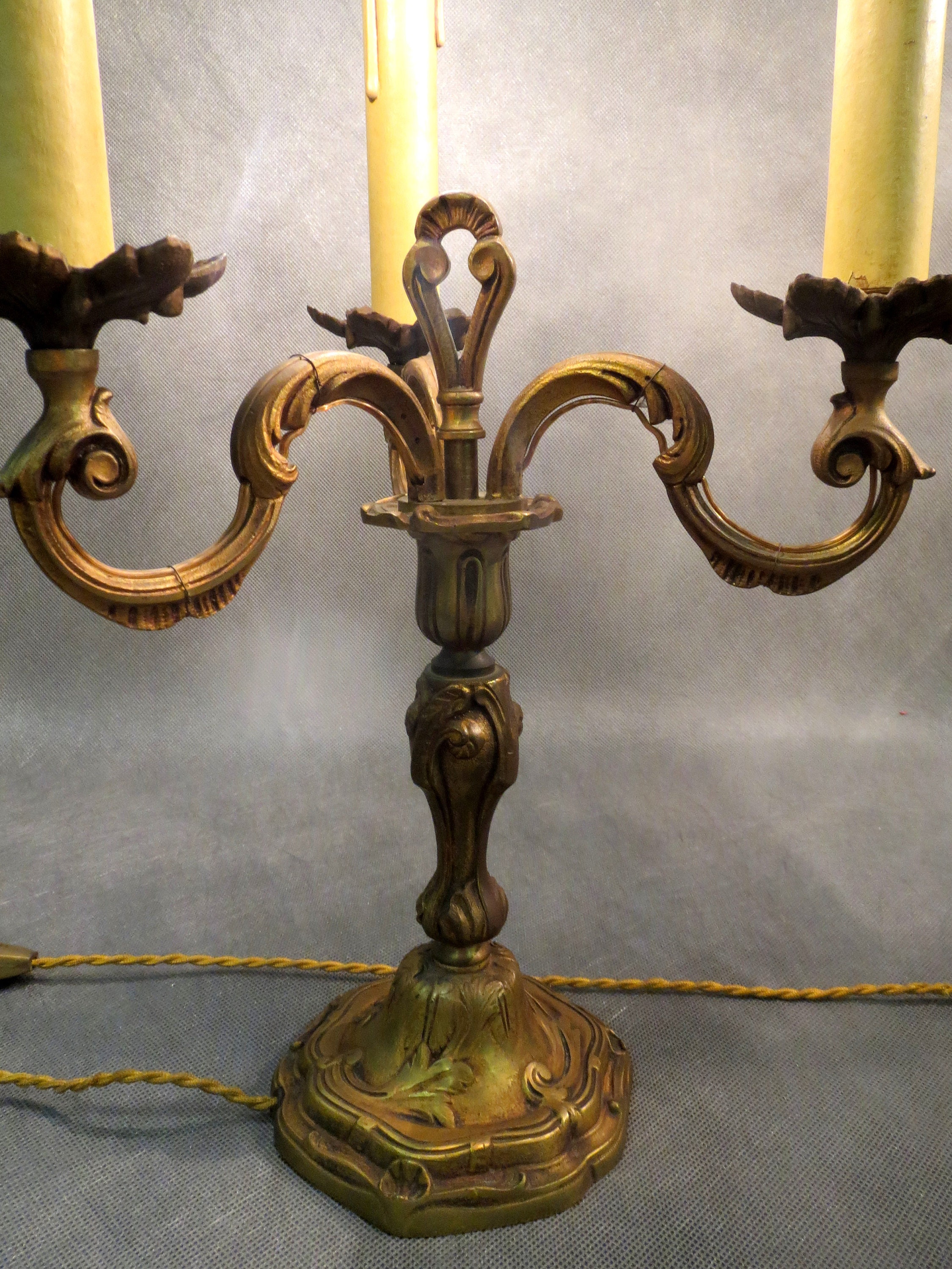 Pair Antique French Lamps Bed Side Lamps Tables Candelabra Vintage ...