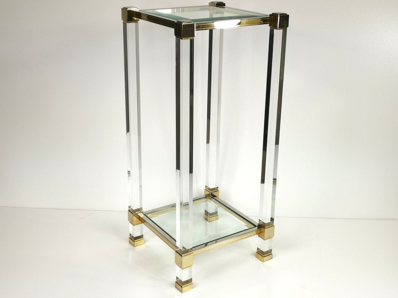 French Pedestal Table Pierre Vandel Side Console Acrylic Hollywood ...