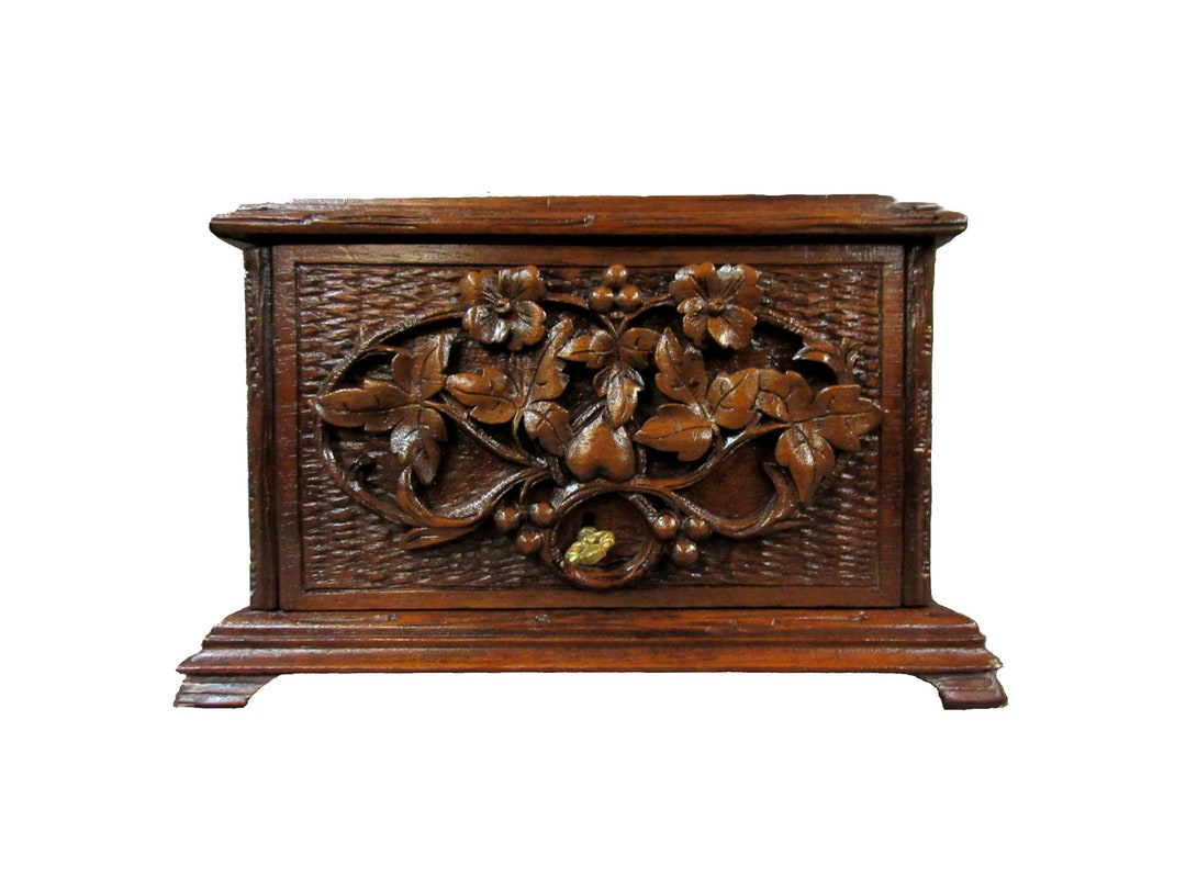 French Antique Hand Carved Cigar Box From 19th Century Black Forest ...
