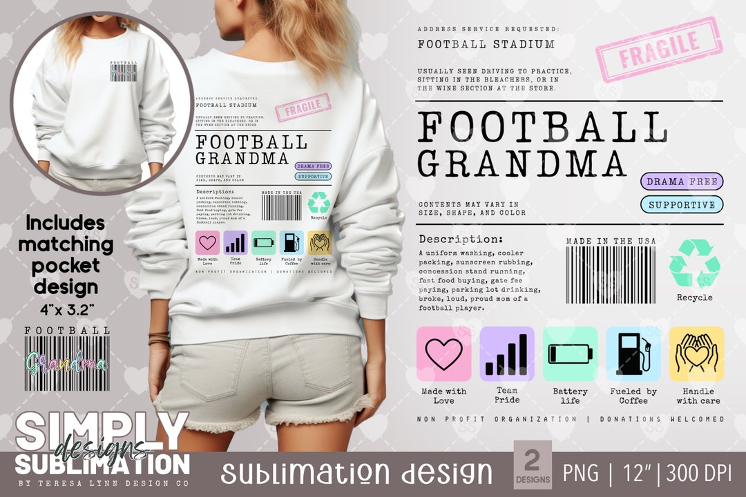 Barcode Football Grandma Design With Matching Pocket Design | Football ...