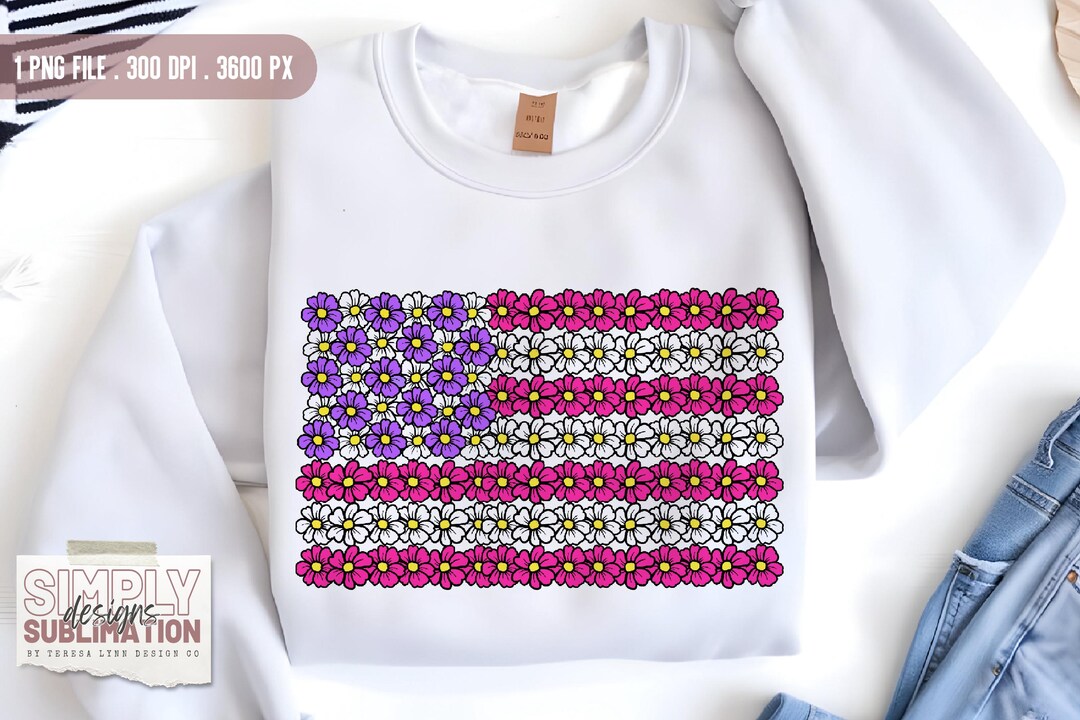 Flower American Flag | Fourth of July | Purple & Pink | Patriotic | USA ...