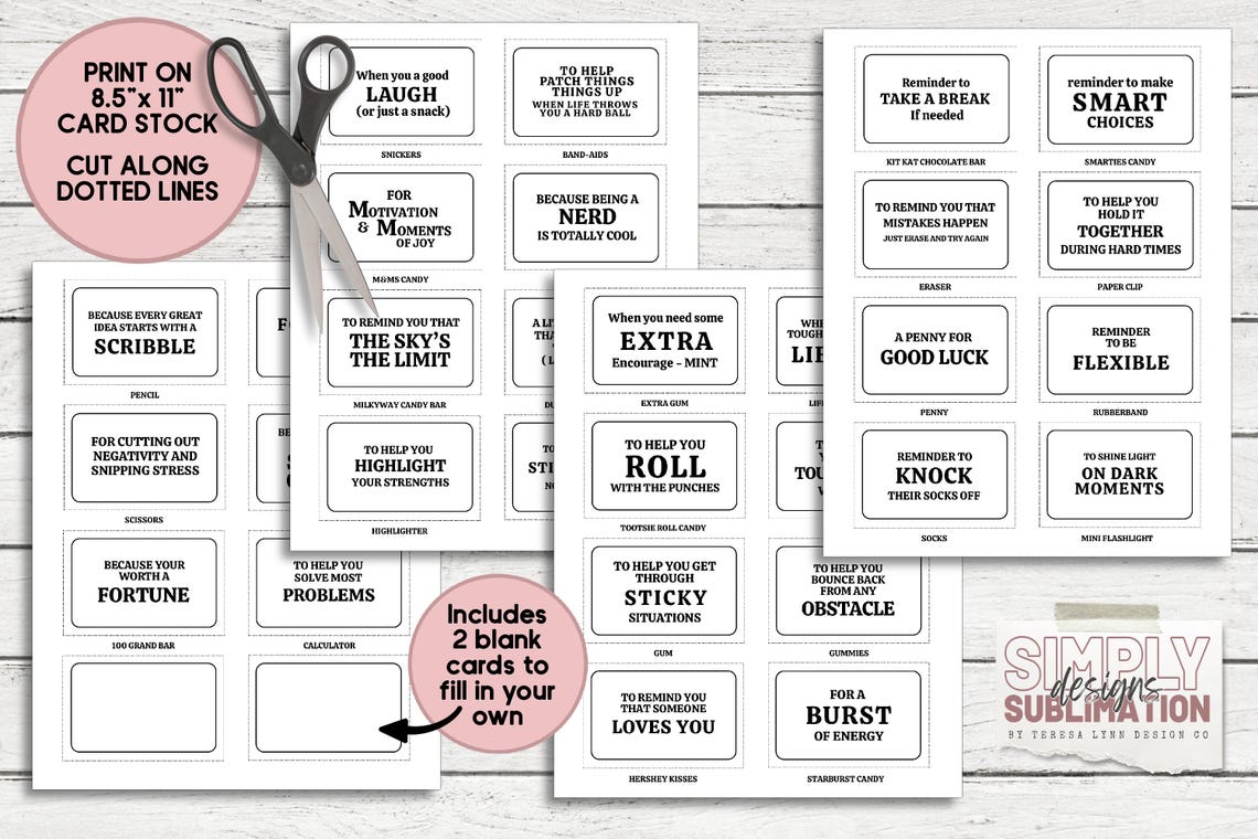 College Survival Kit Cards: Printable Gift Tags (PDF) - Etsy