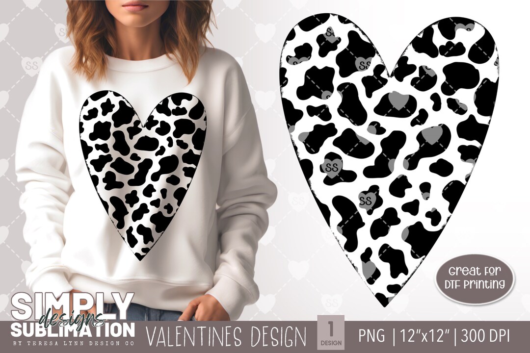 Cow Spotted Heart | Valentine Design | Sublimation | Png - Etsy