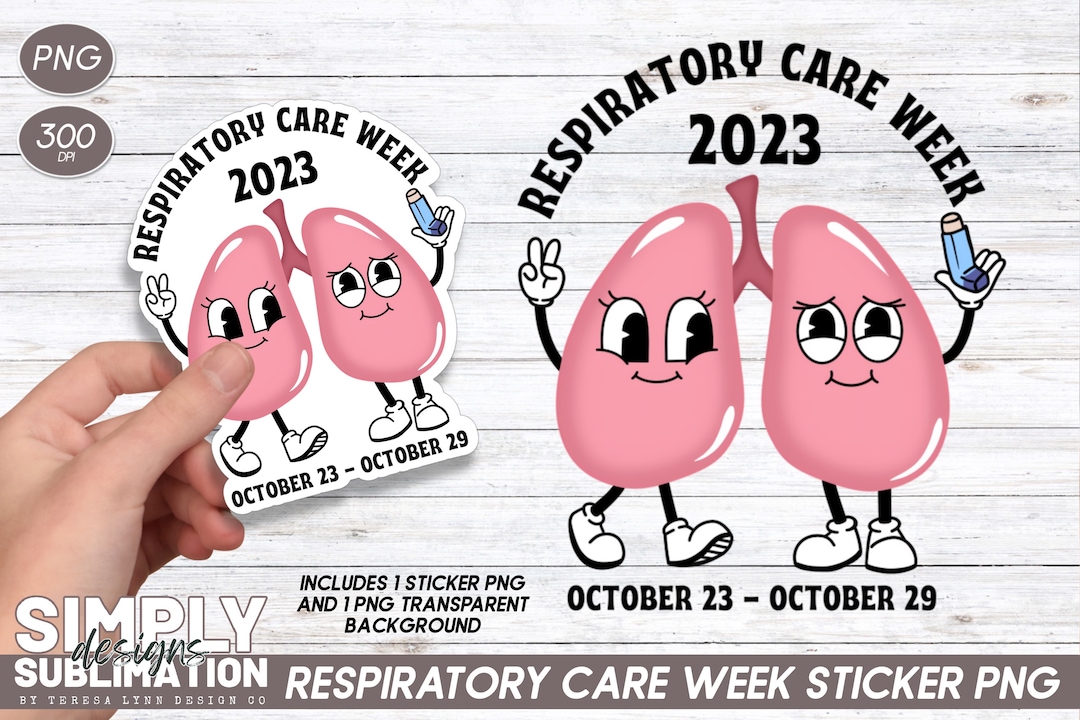 Respiratory Care Week Sticker and Clipart Design Duo | Cute Lungs Png ...