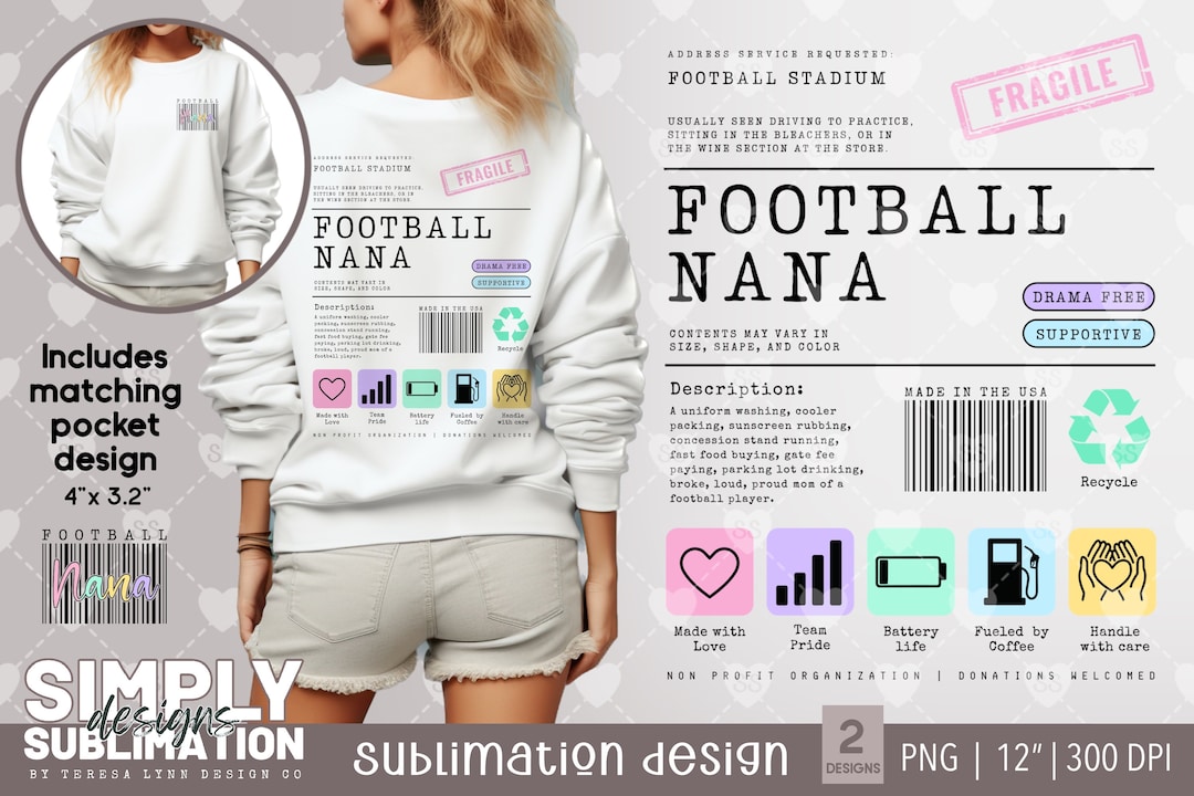 Barcode Football Nana Design With Matching Pocket Design | Football ...