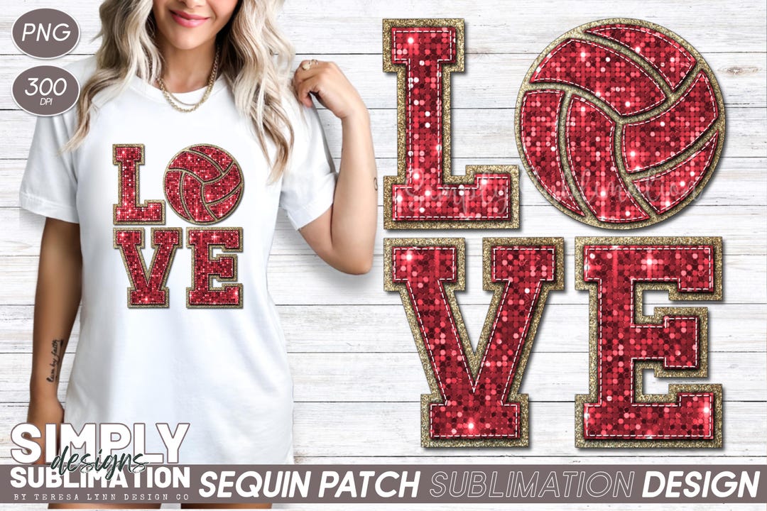 Red Sequin Love Volleyball Design: Sublimation, DTF, HTV (PNG) - Etsy