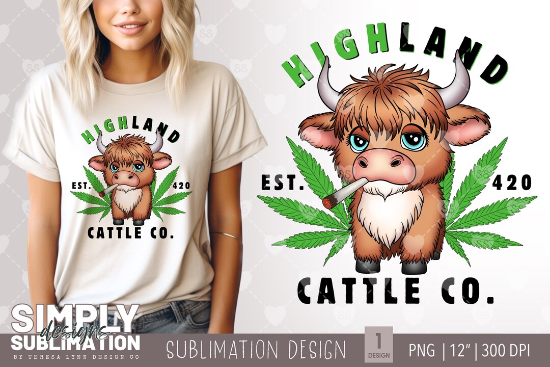 Highland Cattle Co | Stoned Cow |pot Leaves| Adult Designs ...