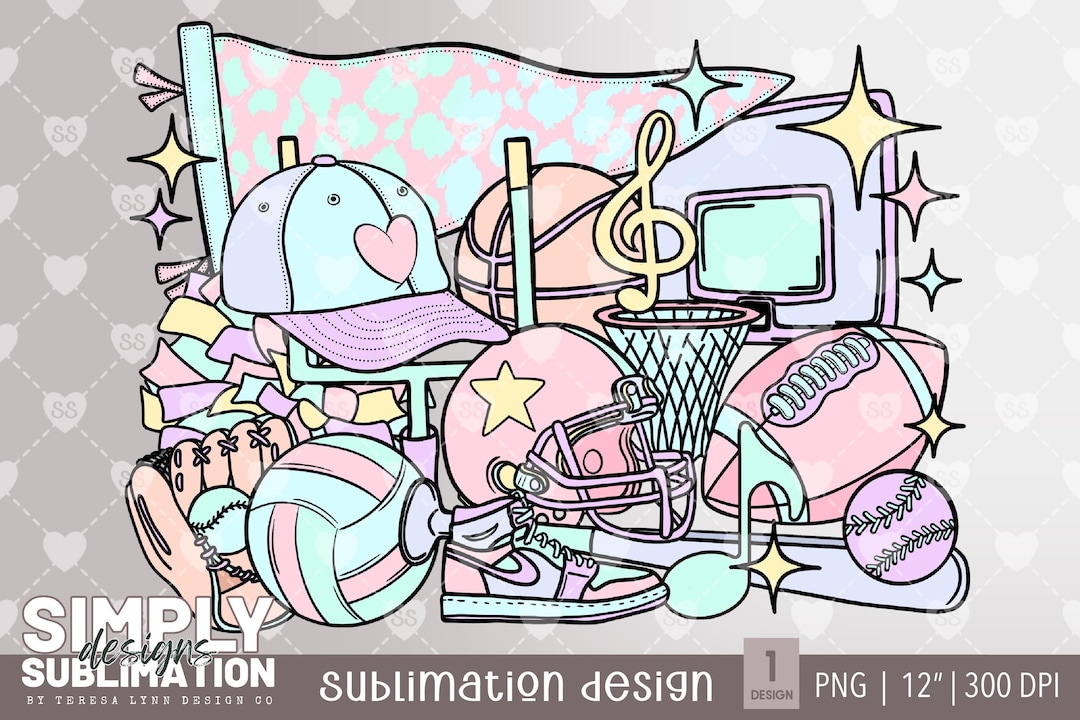 Pastel All Sports Design: Sublimation Graphics (PNG) - Etsy