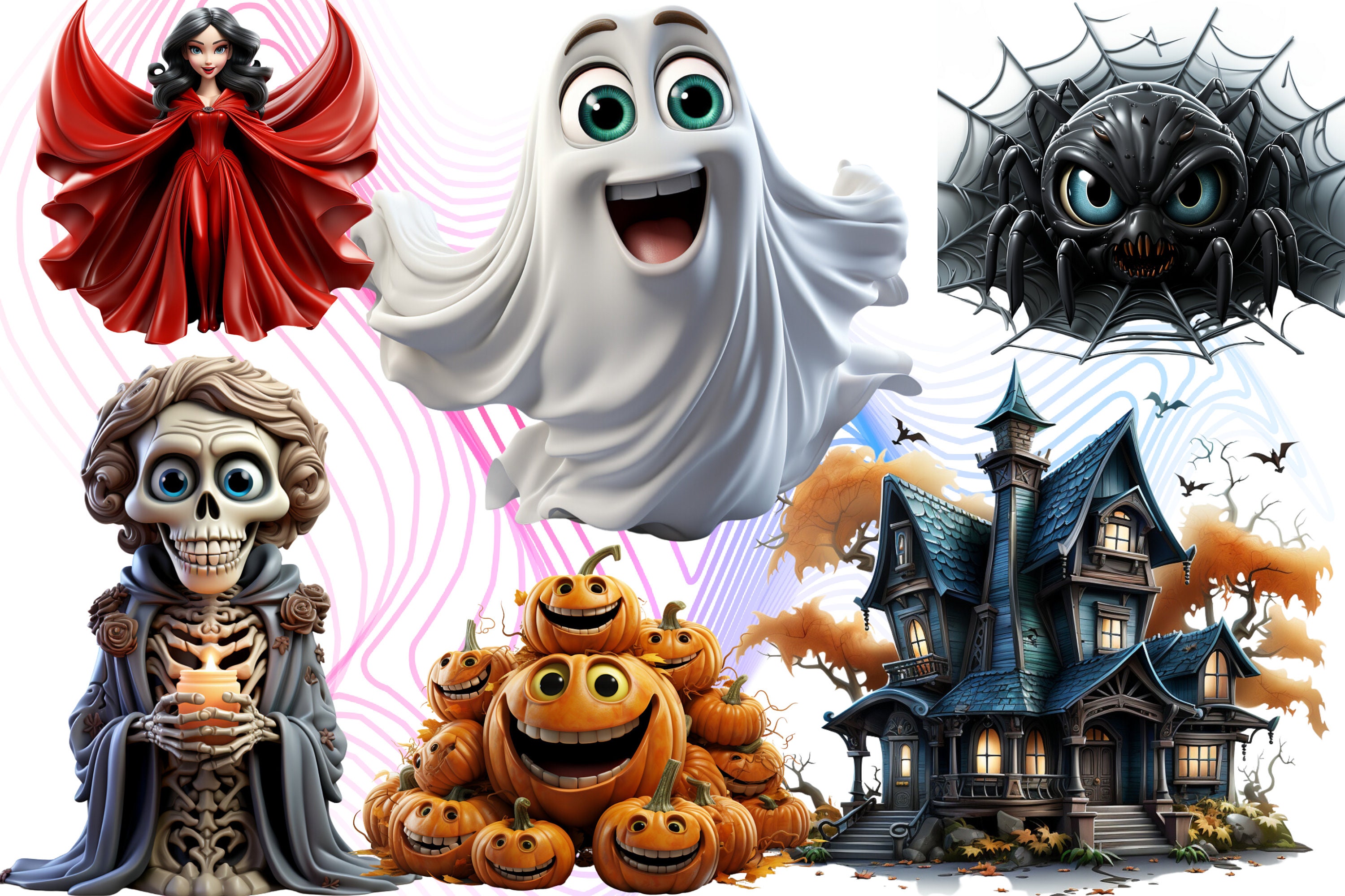 Cartoon HALLOWEEN Variety Pack Clipart Bundle Transparent Background ...
