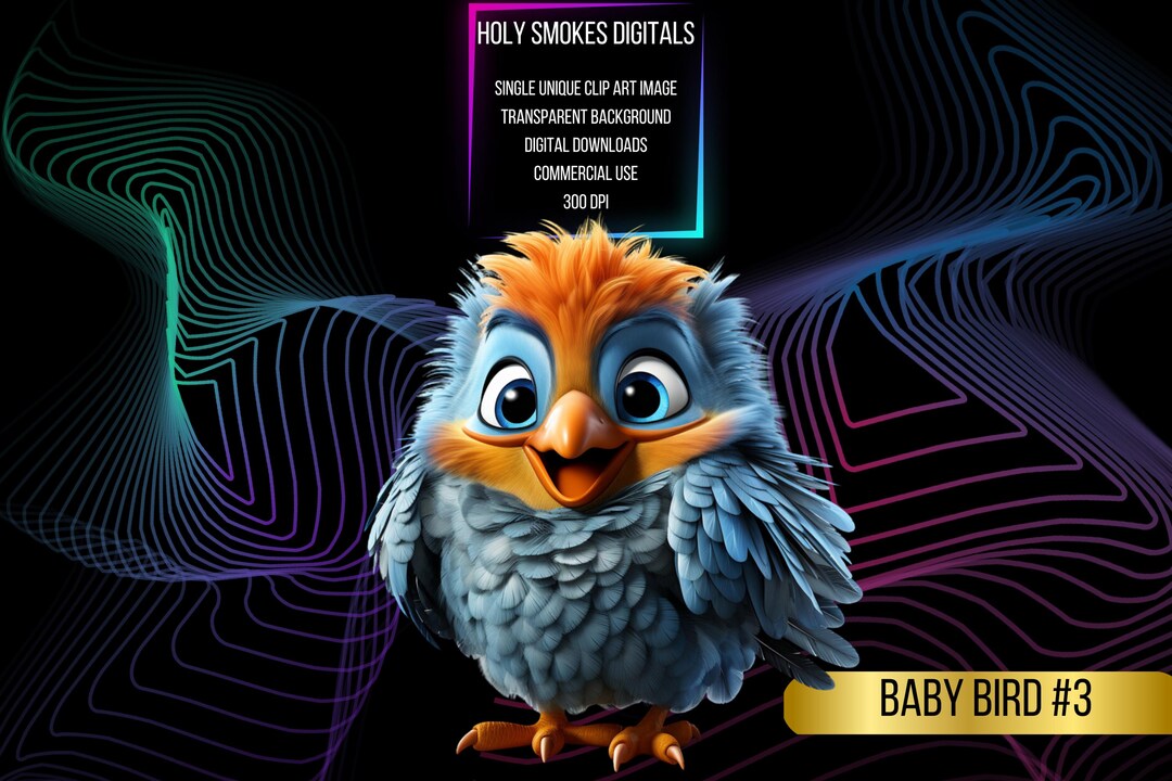 Adorable Cartoon Baby Bird #3 Clipart – Cute Colorful Bird Illustration ...