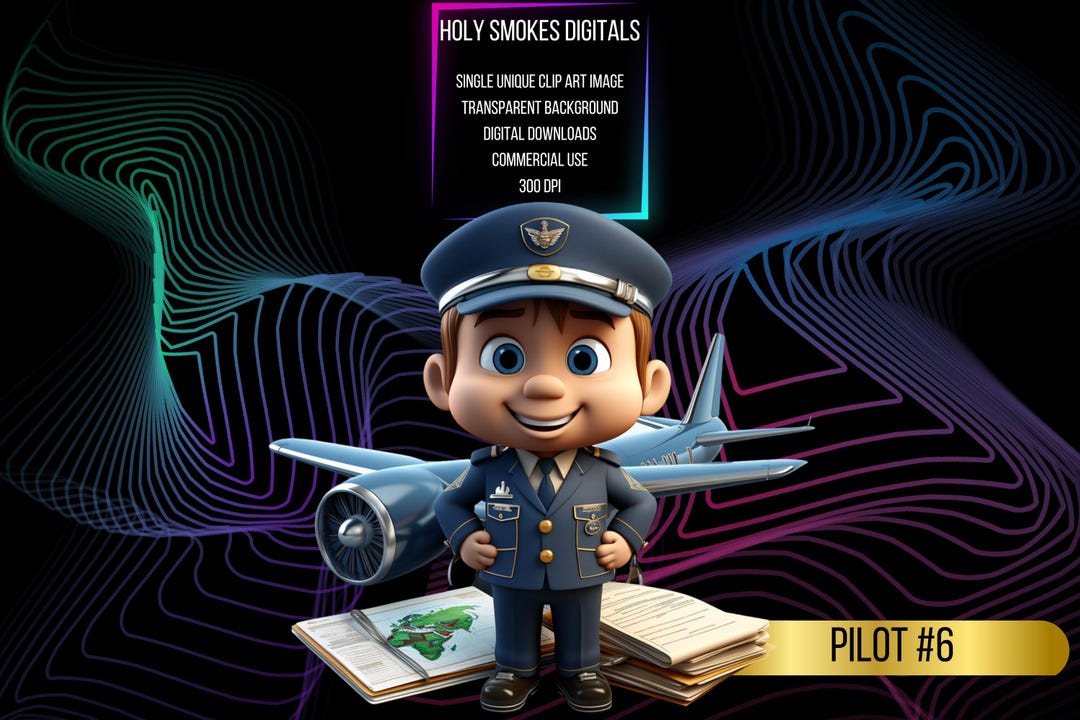 Charming Cartoon Pilot #6 Clipart | Professional Aviation Character PNG ...
