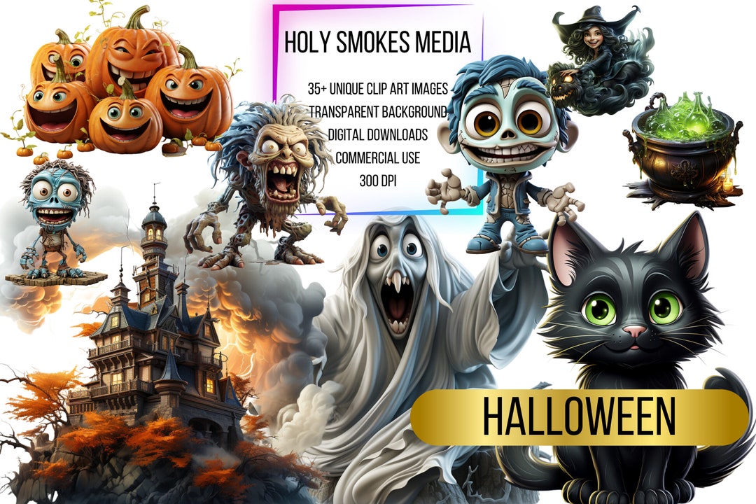 Cartoon HALLOWEEN Variety Pack! - Clipart Bundle - Transparent ...