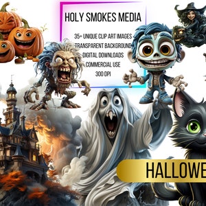 Cartoon HALLOWEEN Variety Pack Clipart Bundle Transparent Background ...
