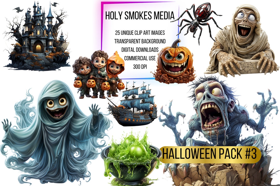 Cartoon HALLOWEEN Pack #3! Clipart Bundle - Transparent Background ...