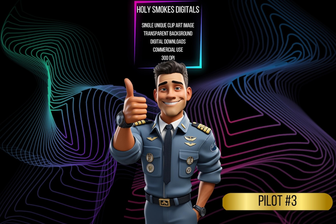 Charming Cartoon Pilot #3 Clipart | Professional Aviation Character PNG ...