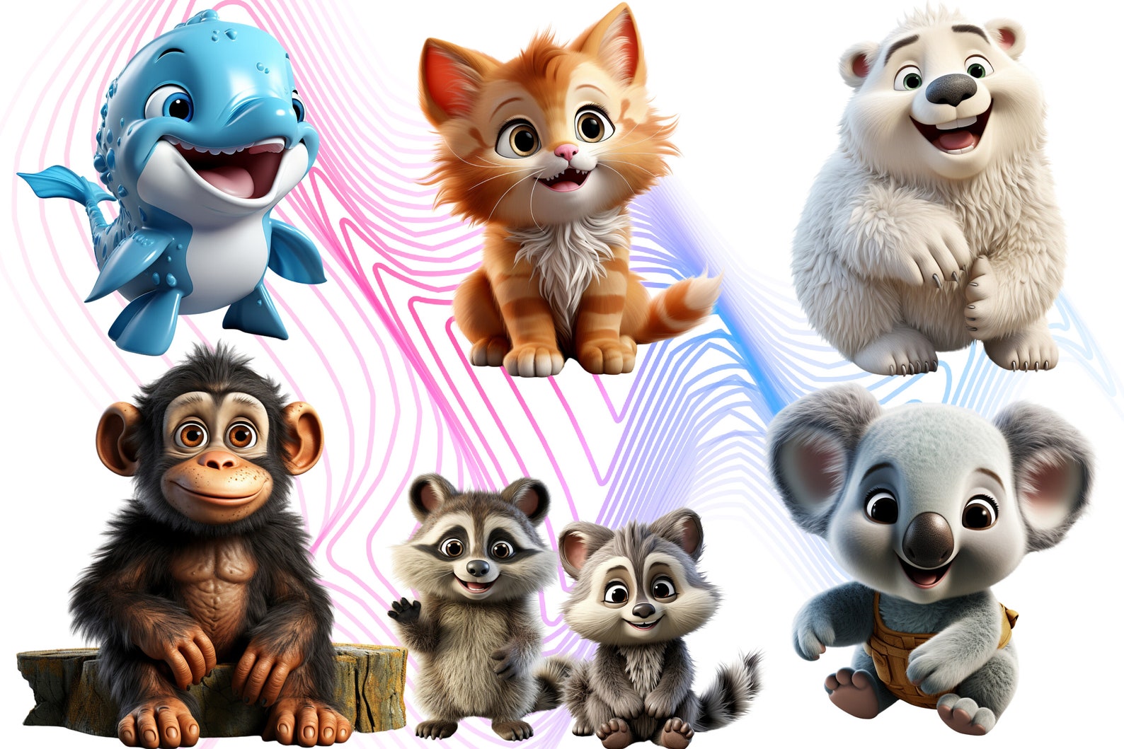 Cartoon MAMMALS Pack #2! Clipart Bundle - Transparent Background ...