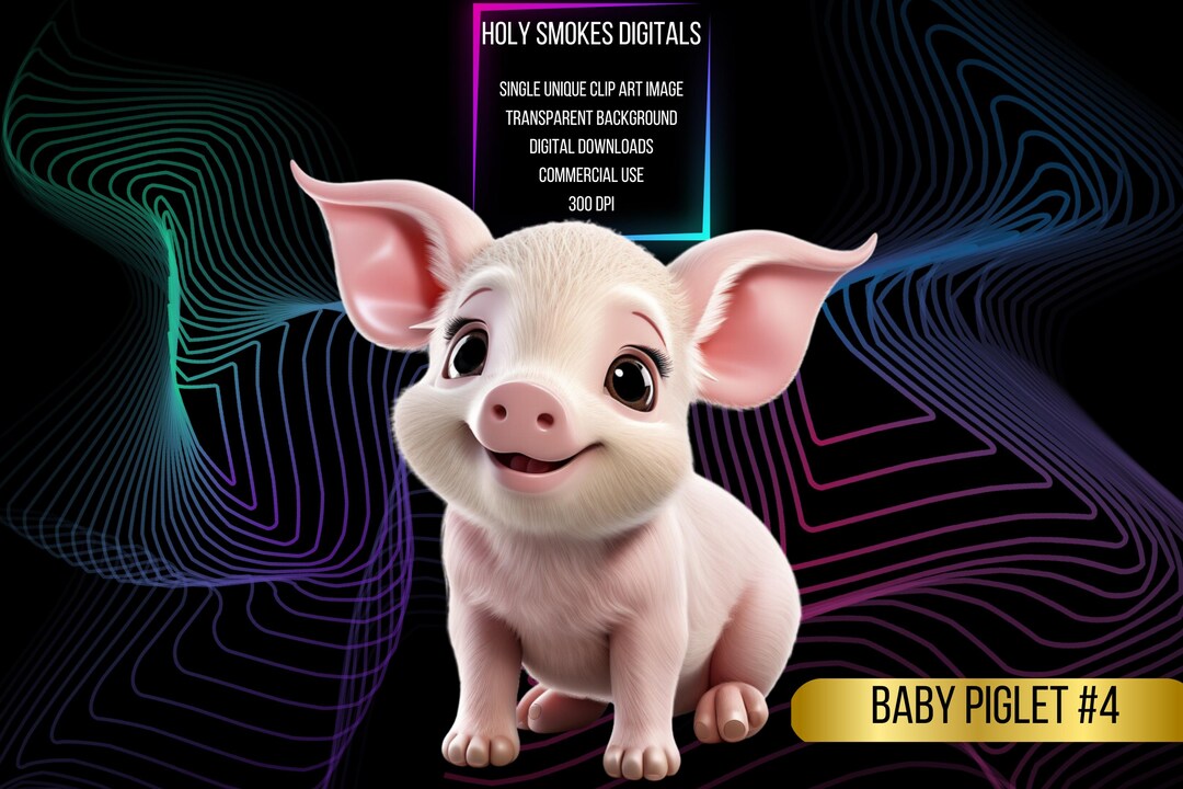 Adorable Cartoon Baby Pig #4 Clipart | Cute Farm Animal Illustration ...