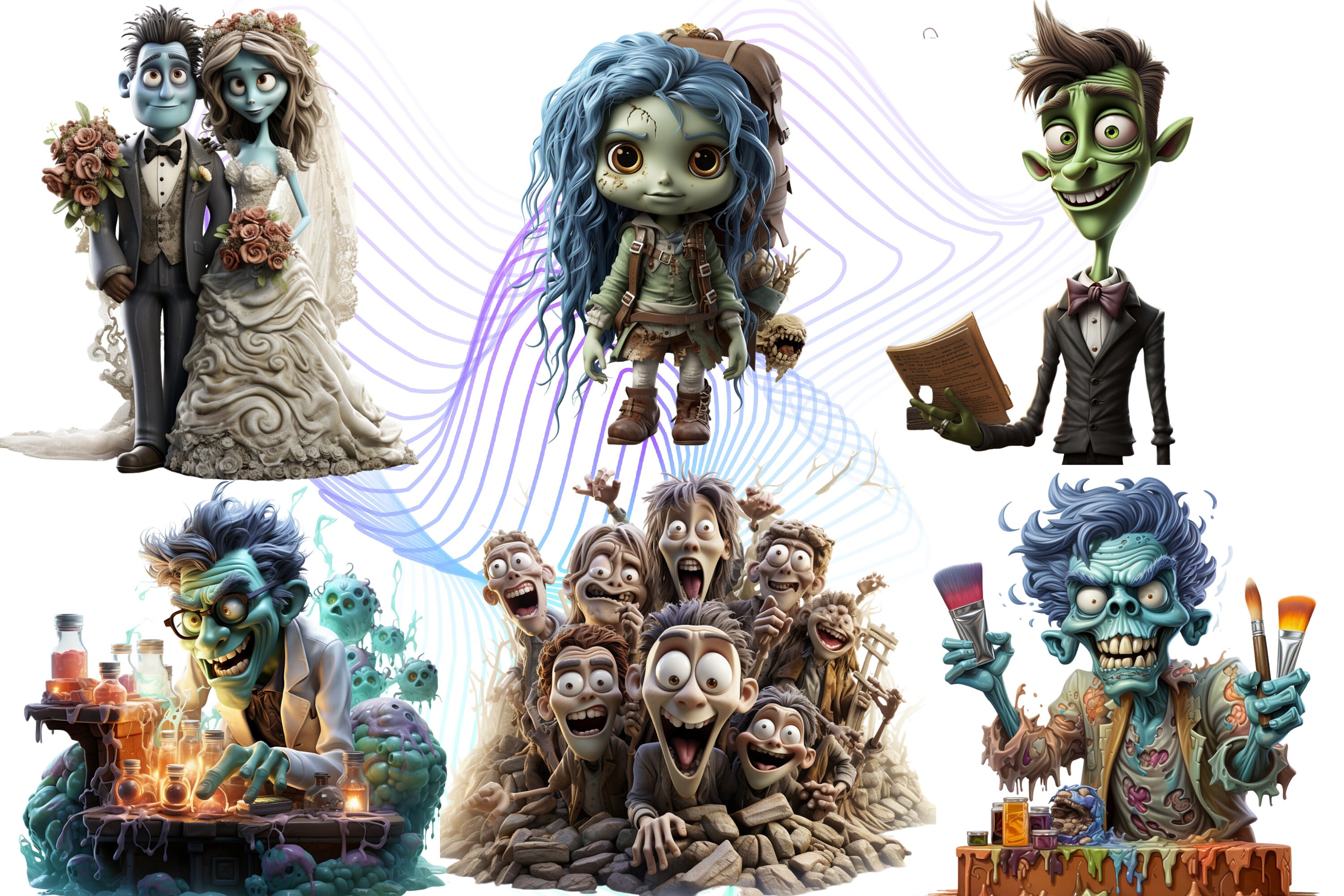 Cartoon HALLOWEEN ZOMBIES Pack 2 Clipart Bundle - Etsy