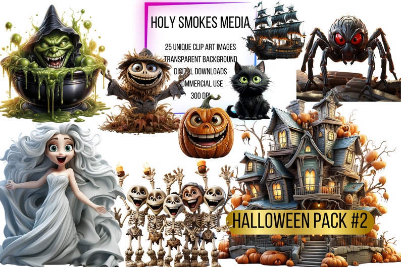 Cartoon HALLOWEEN Pack #2! Clipart Bundle - Transparent Background ...