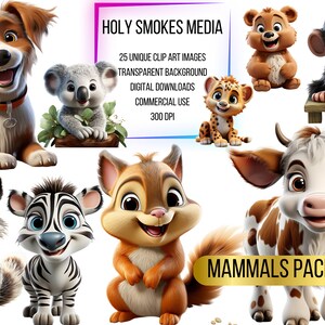 Cartoon MAMMALS Pack #4! Clipart Bundle - Transparent Background ...