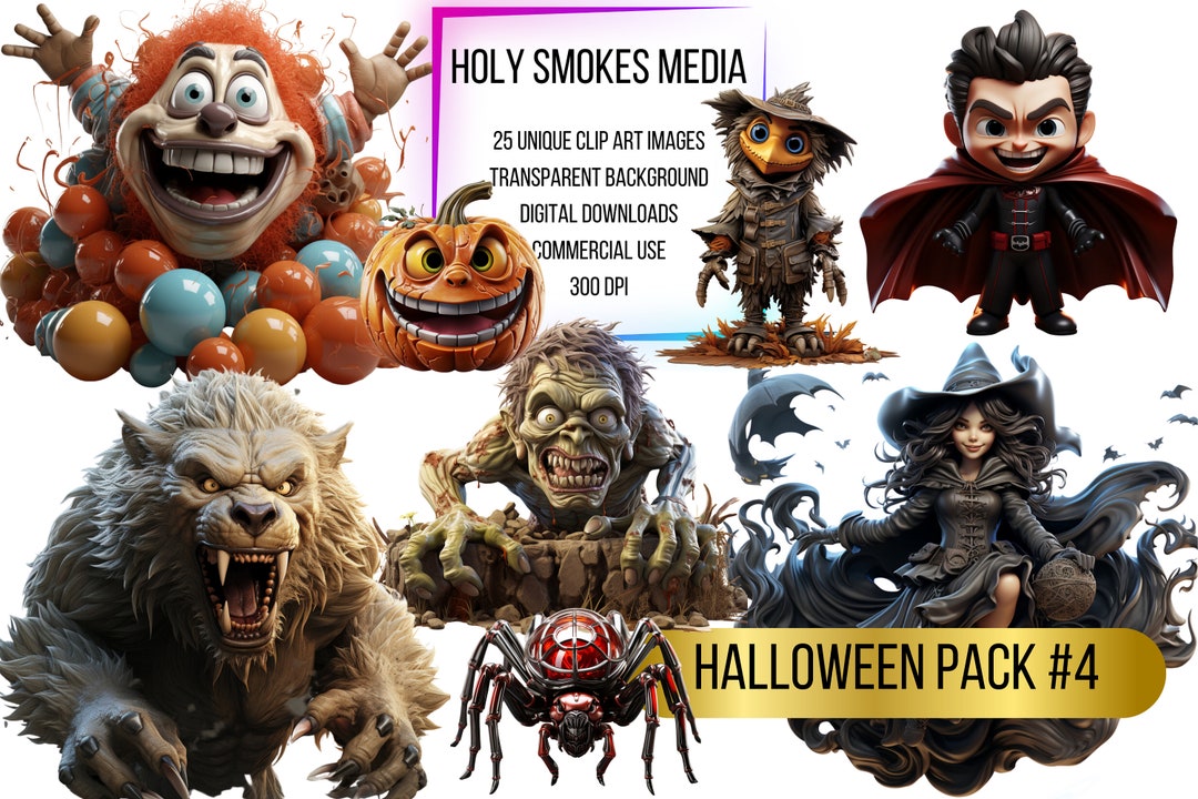 Cartoon HALLOWEEN Pack #4! Clipart Bundle - Transparent Background ...