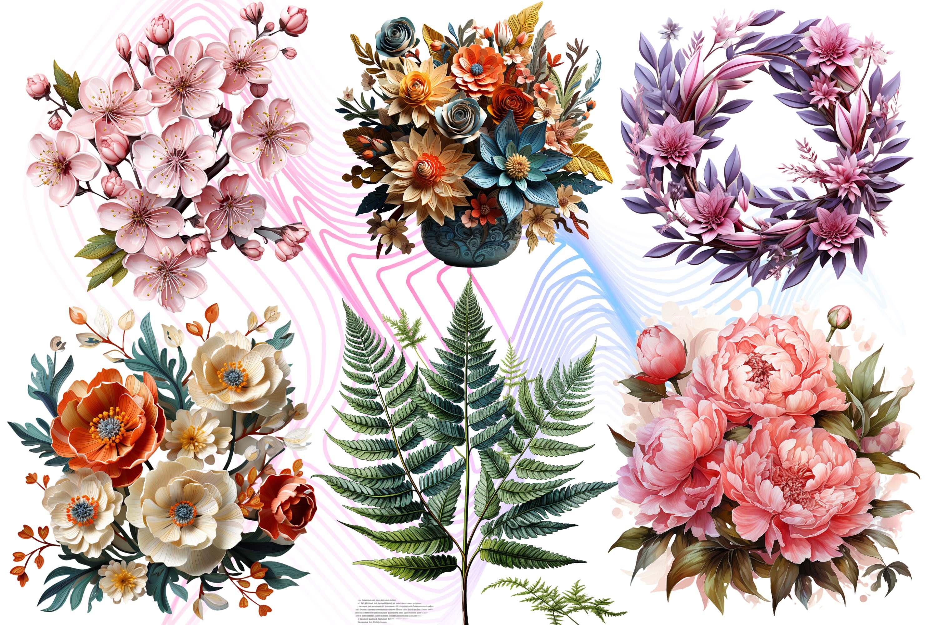 Cartoon FLORAL Pack #2! Clipart Bundle - Transparent Background ...