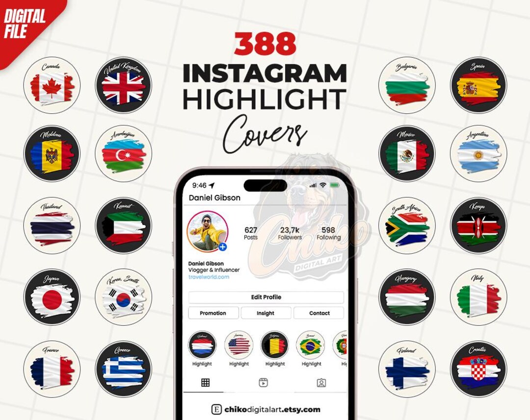 388 capas para destaques do Instagram, ícones de viagem com bandeiras ...