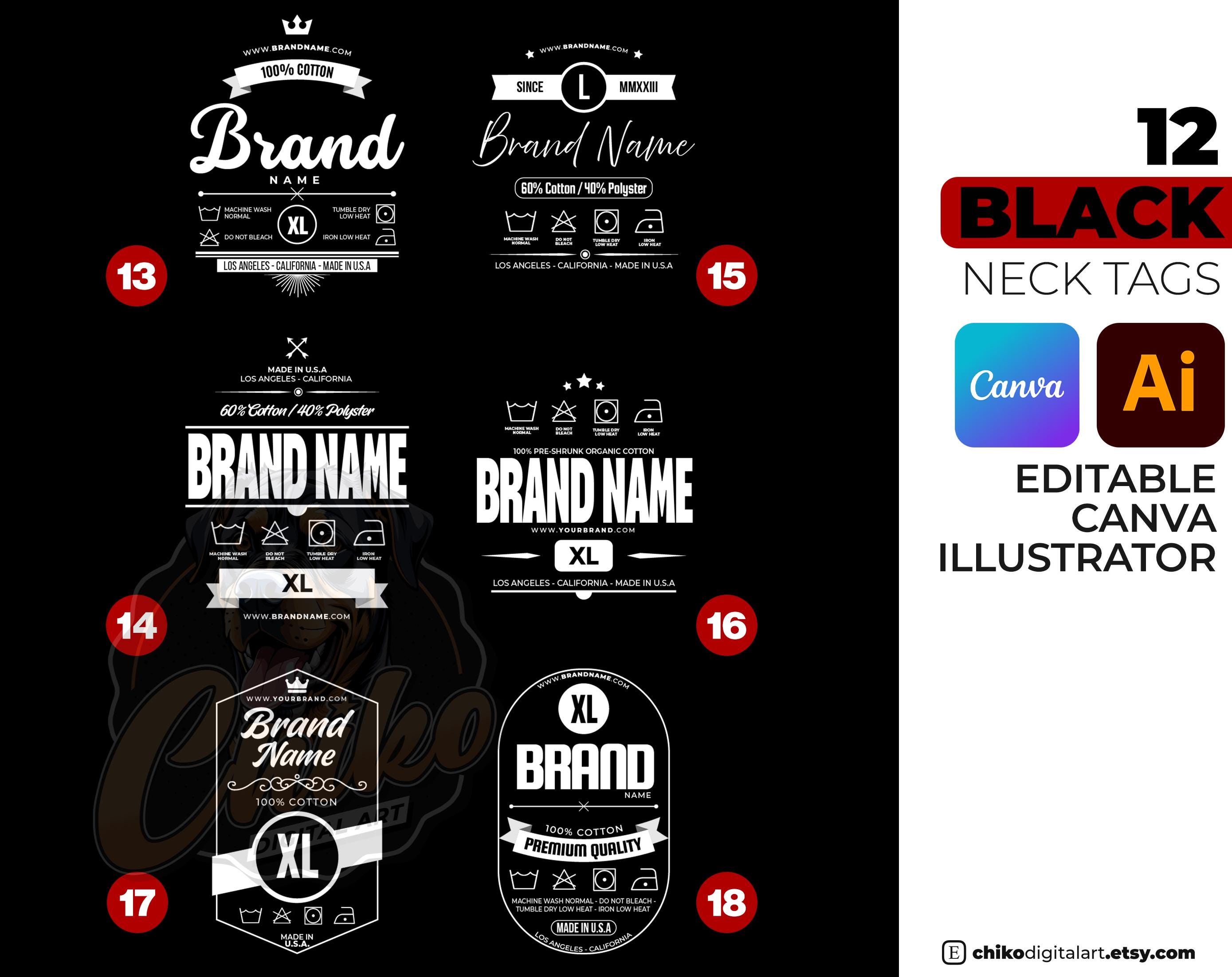 24 Editable Clothing Neck Tag Bundle (vintage Oldschool 1) | T-shirt ...