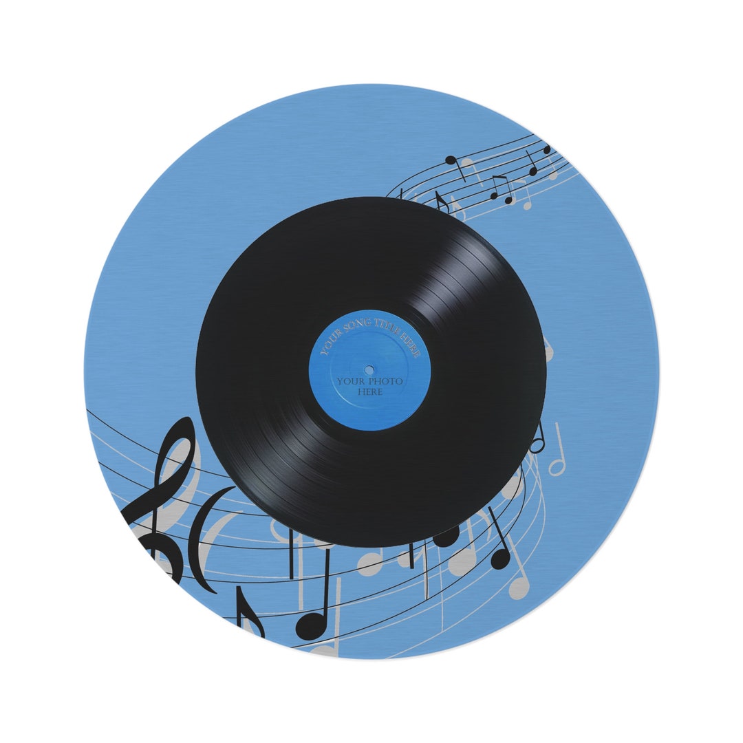 Vinyl Record and Music Note Round Rug- Personalize Song and Photo on ...