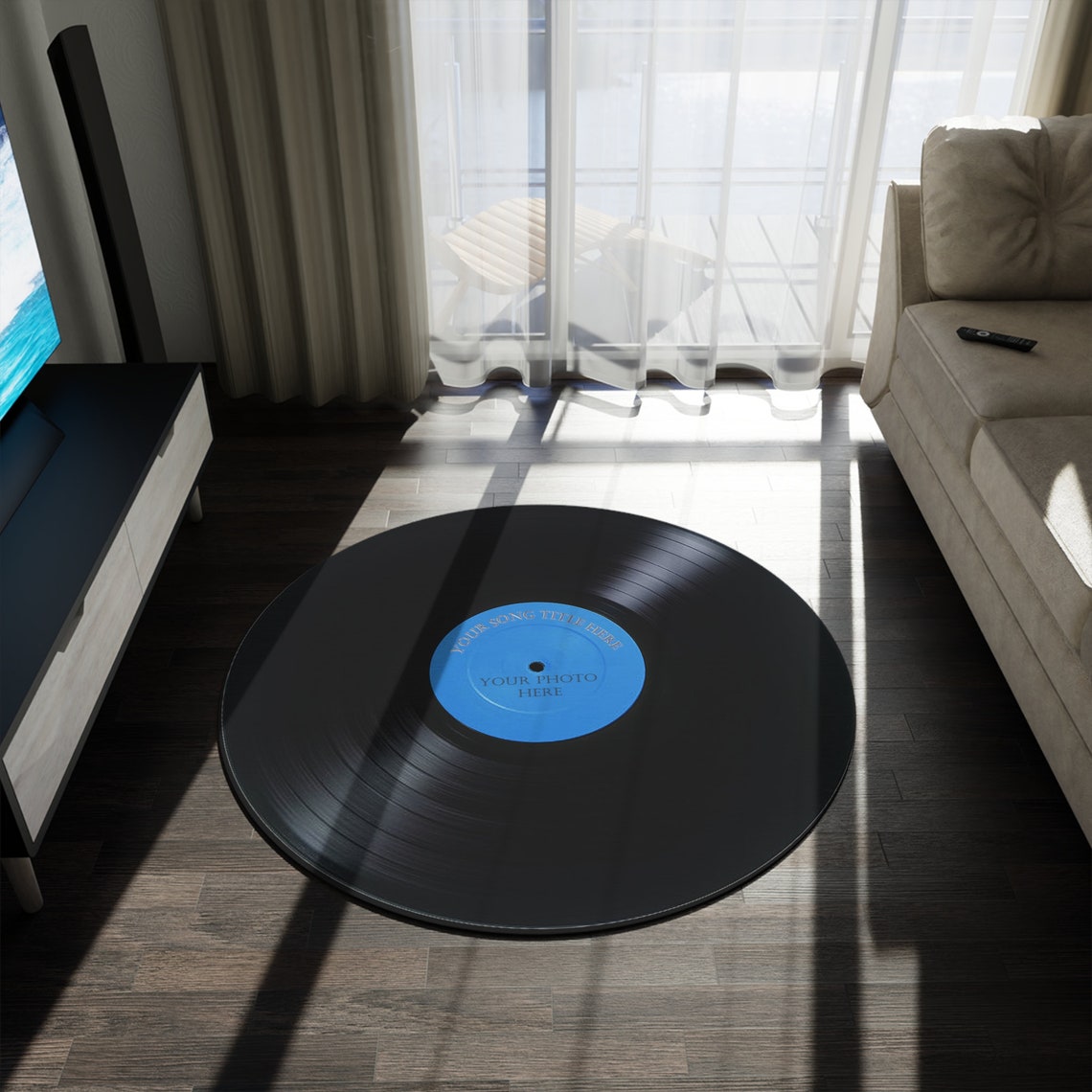 Vinyl Record Personalized Song Title and Photo on a Round Rug - Etsy