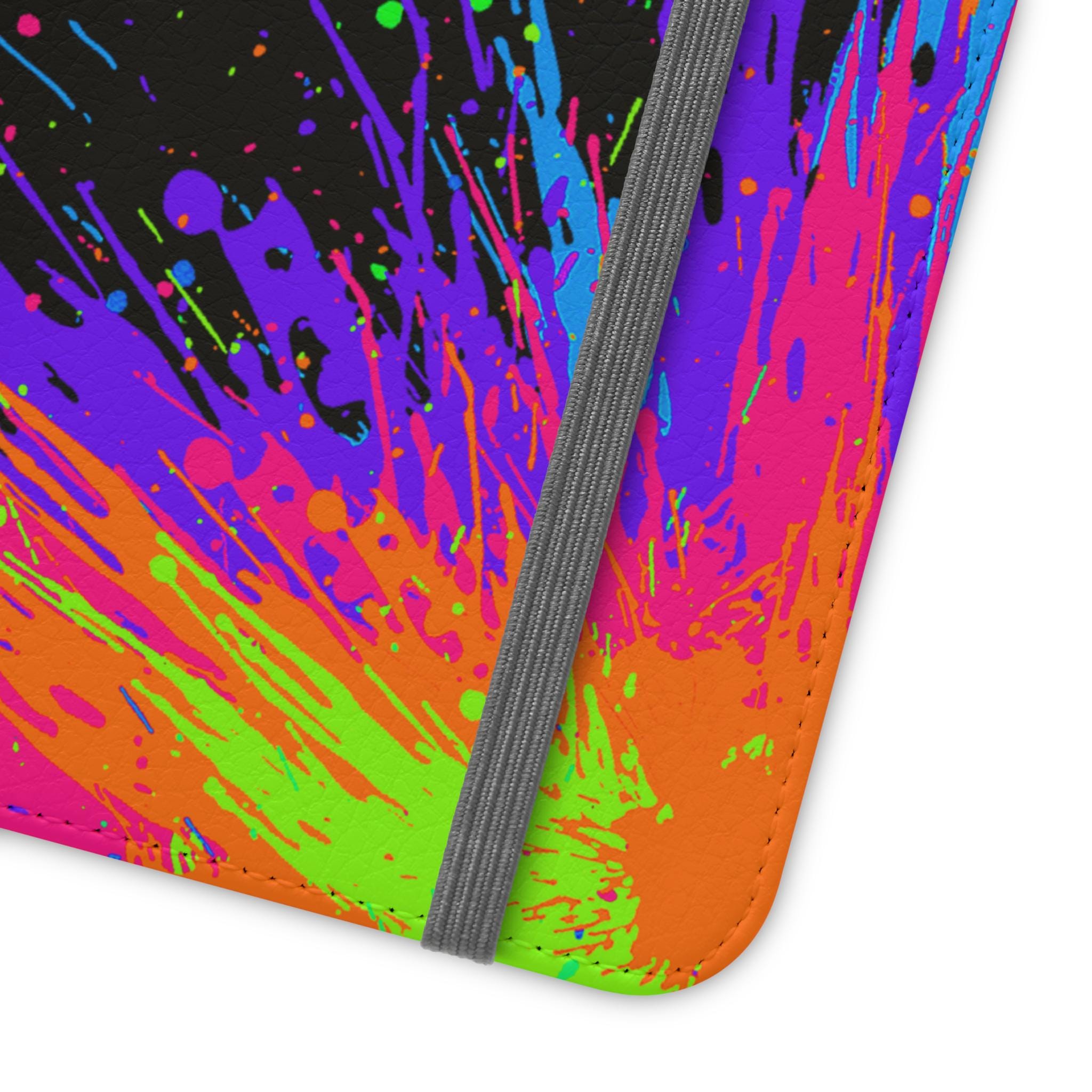 Black and Paint Splatter Flip Wallet Style Phone Case - Etsy