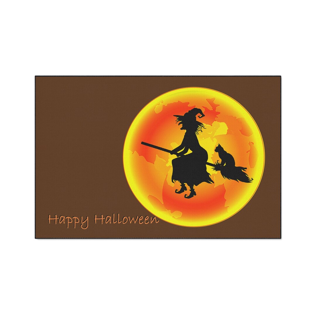 Witch Over the Moon Halloween Heavy Duty Floor Mat - Etsy