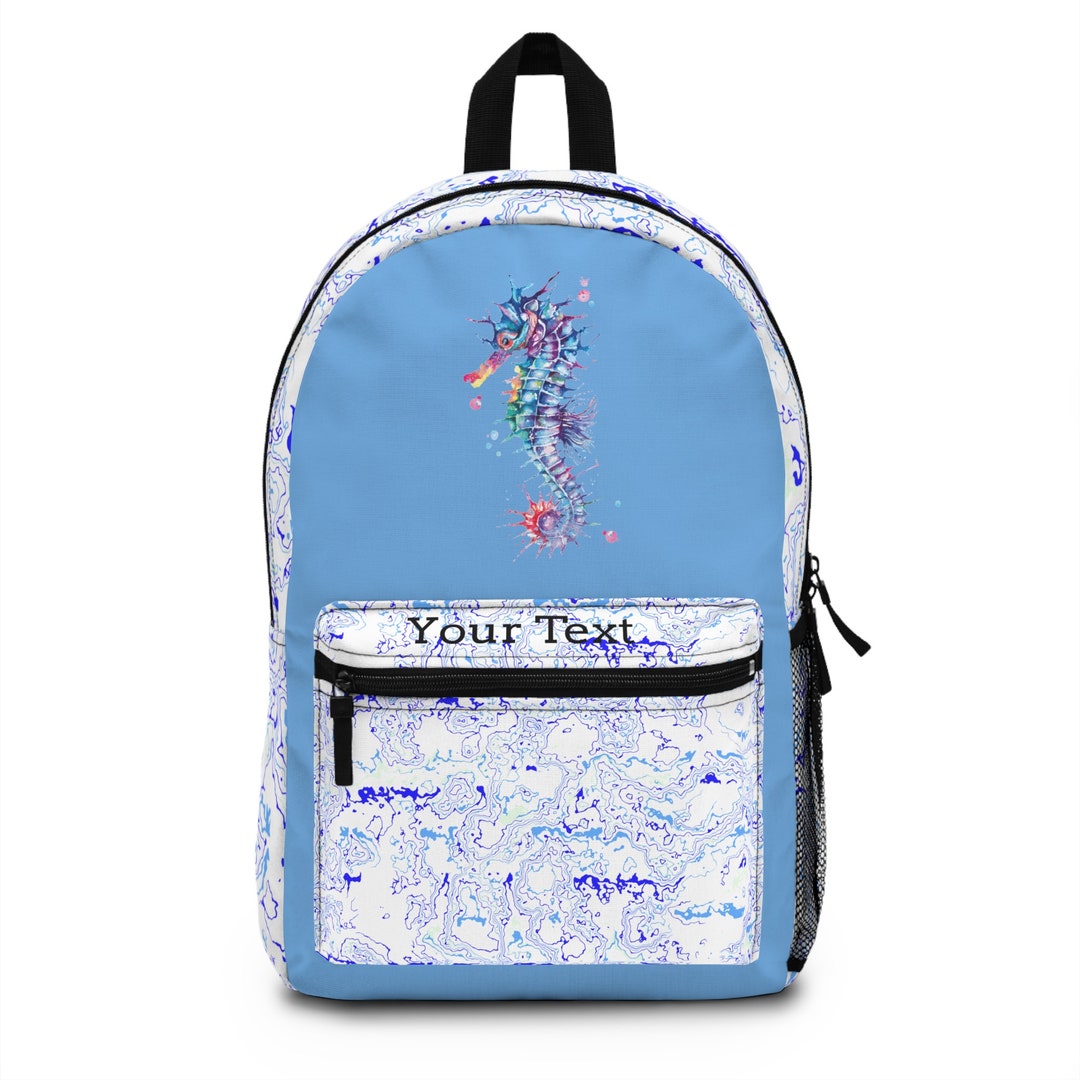 Backpack - Back to School Seahorse and Sea Foam Backpack - Etsy