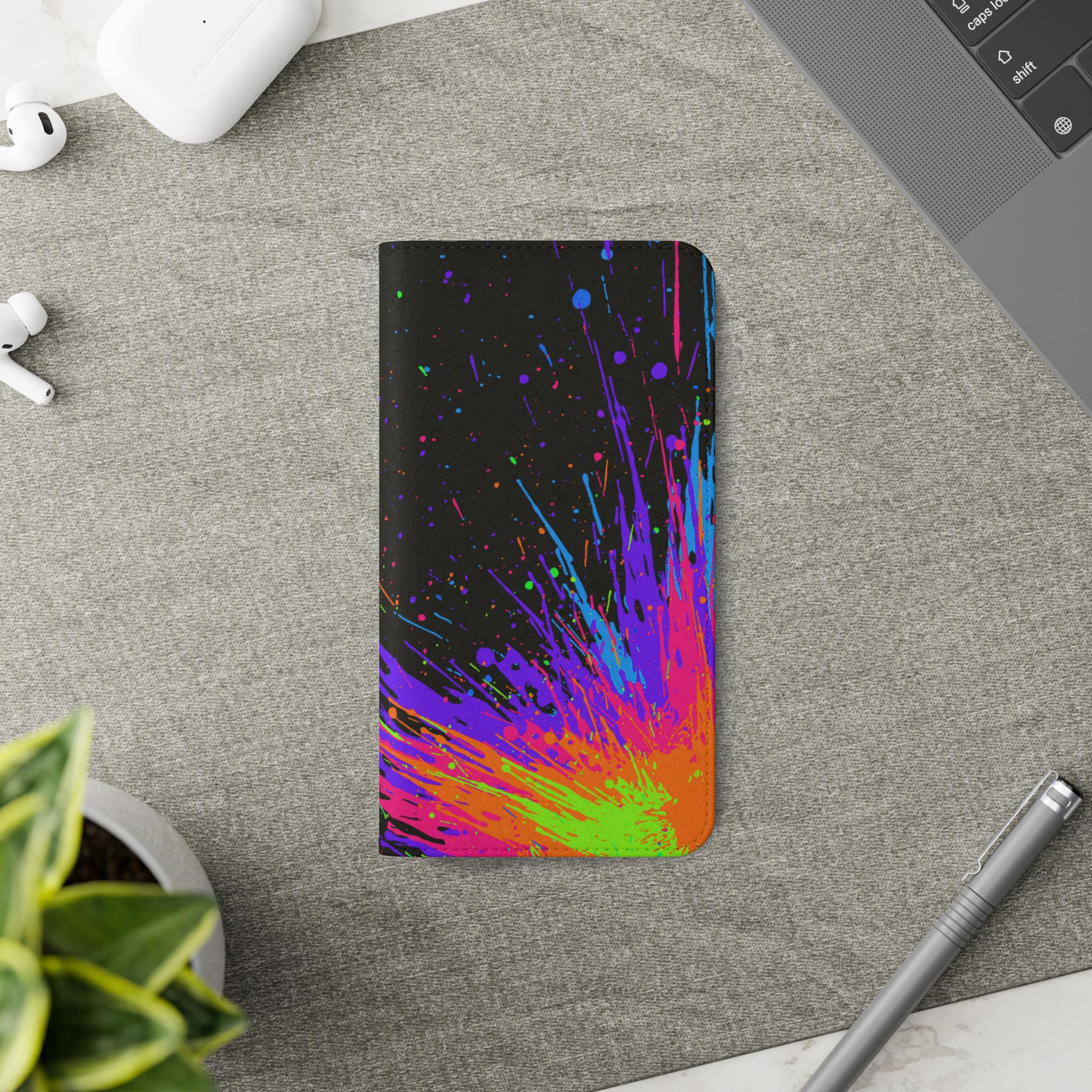 Black and Paint Splatter Flip Wallet Style Phone Case - Etsy