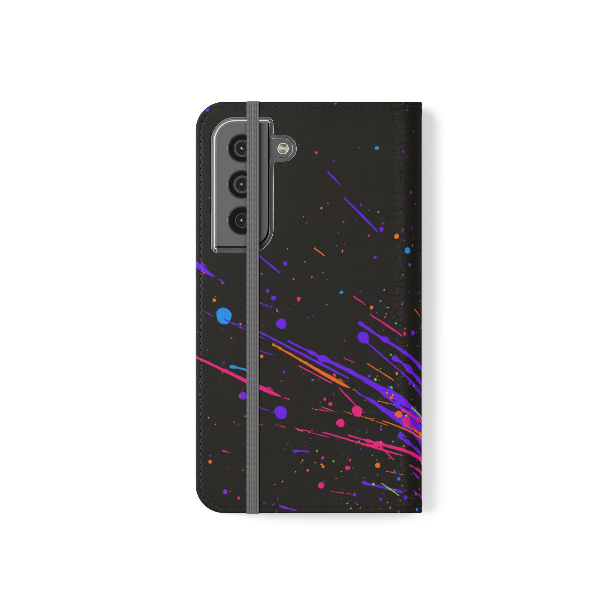 Black and Paint Splatter Flip Wallet Style Phone Case - Etsy