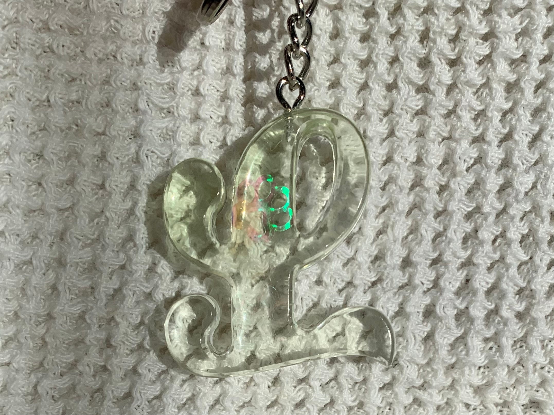 Handmade Epoxy Resin Handwritten Letter Keychain W/ Glitter Paw Prints ...