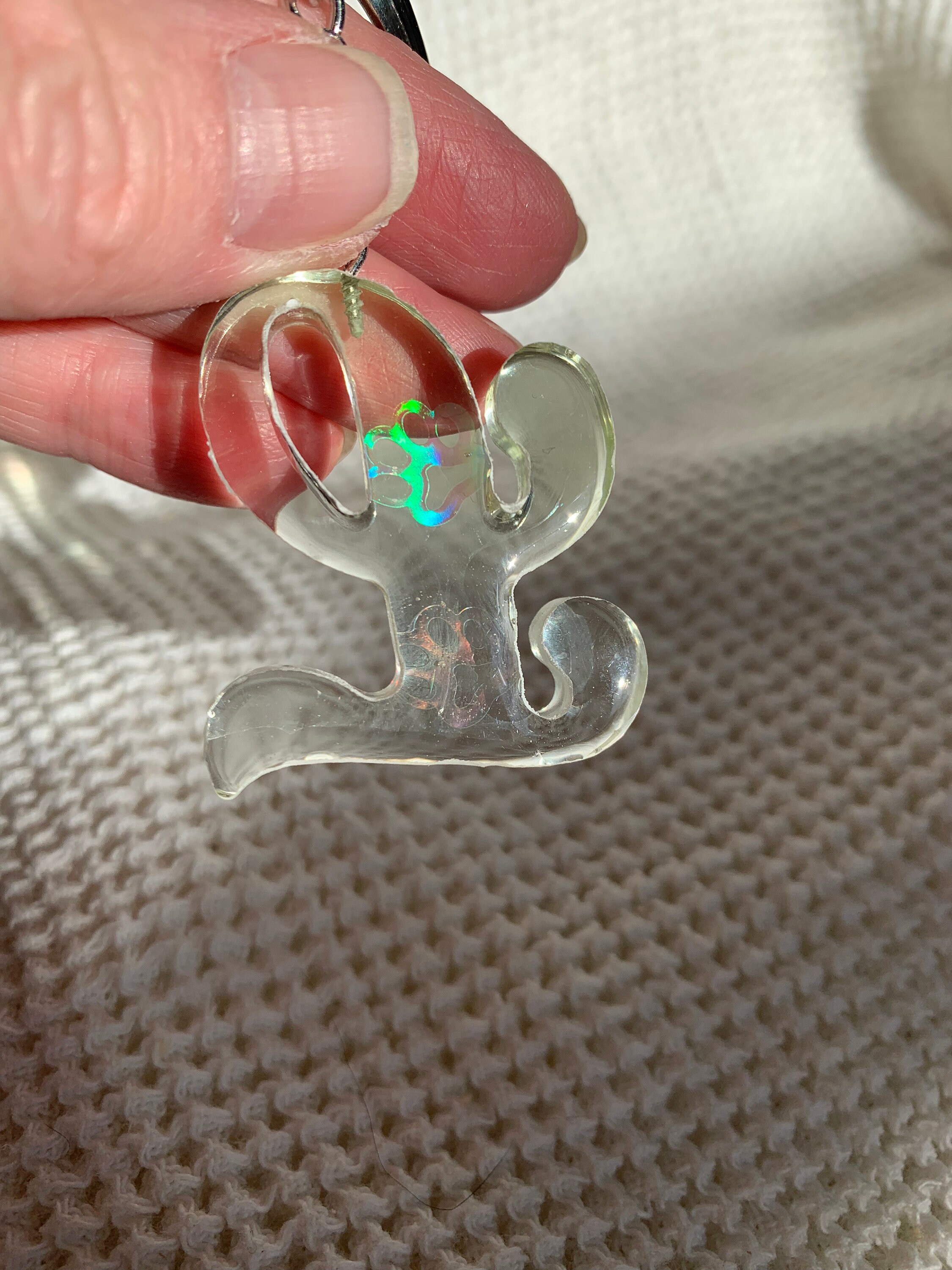 Handmade Epoxy Resin Handwritten Letter Keychain W/ Glitter Paw Prints ...